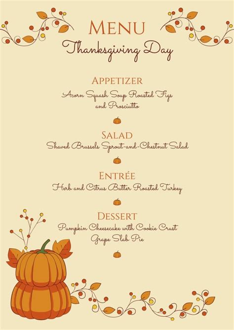 Free Thanksgiving Menu Templates To Design I Wepik