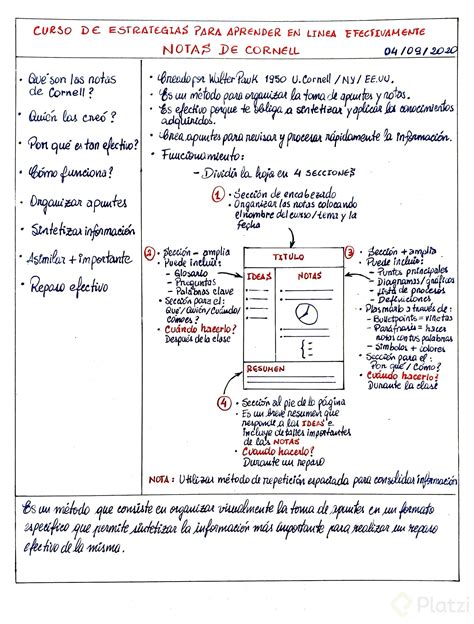 Haciendo Apuntes Como Las Notas De Cornell Platzi