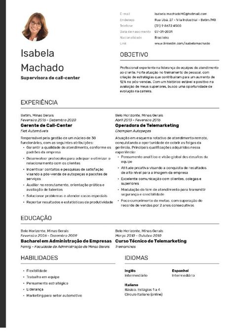 exemplo de um currículo 5 modelos profissionais de curriculum vitae