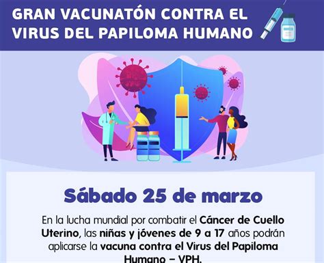 Este sábado vacúnate contra el Virus del Papiloma Humano y previene el