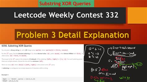 substring xor queries leetcode weekly contest 332 que 3 bitwise xor precomputation c