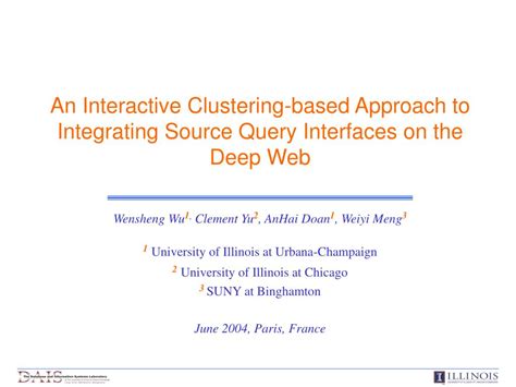 ppt an interactive clustering based approach to integrating source query interfaces on the
