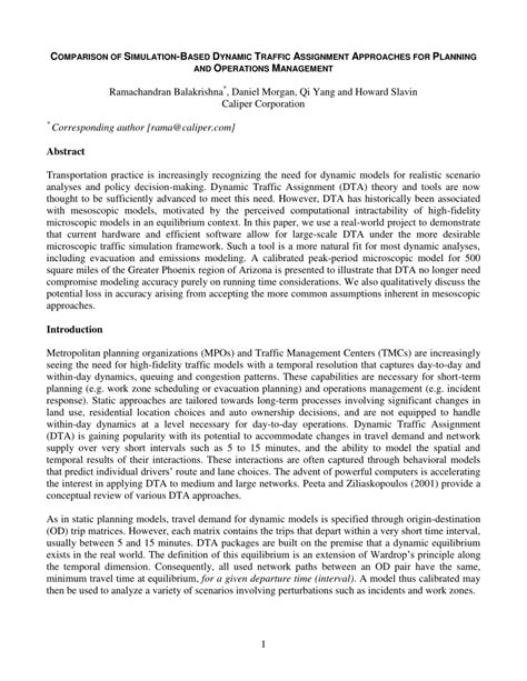 pdf comparison of simulation based dynamic traffic assignment tools for operations management