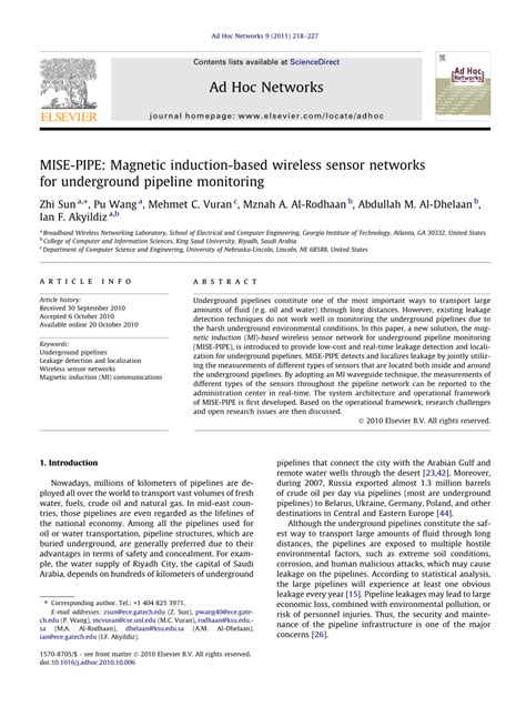 pdf mise pipe magnetic induction based wireless sensor networks for underground pipeline
