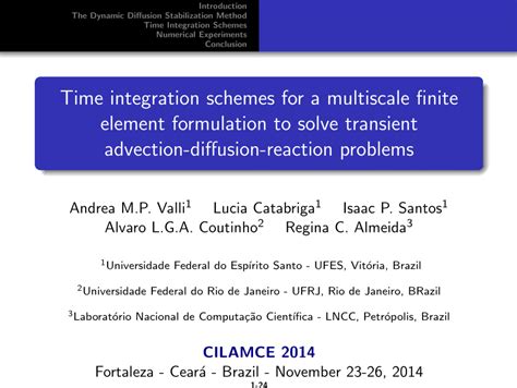 pdf time integration schemes for a multiscale finite element formulation to solve transient