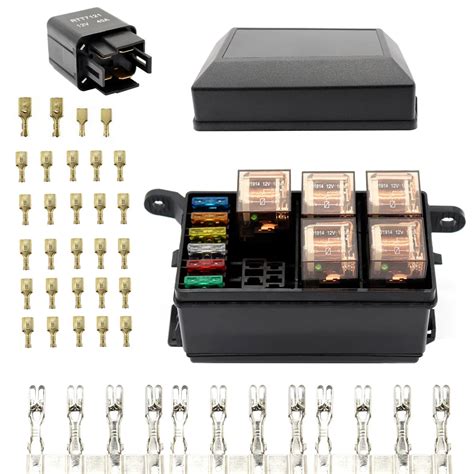 12 Slot Relay Box 6 Relays Slots 6 ATC ATO Standard Fuses Holder Block
