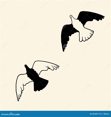 Flying Birds Vector Illustration Flying Birds Doodle Stock Vector