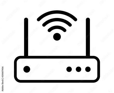 Internet Service Wireless Router Modem With Wifi Signal Line Art