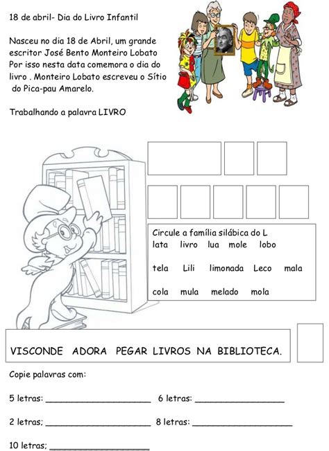 PURA MÁGICA Dia do Livro Atividades de Alfabetização