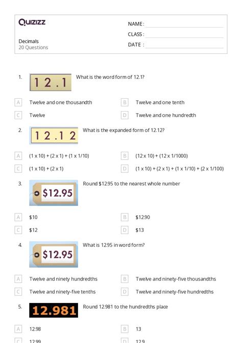 50 Decimals Worksheets For 5th Grade On Quizizz Free Printable