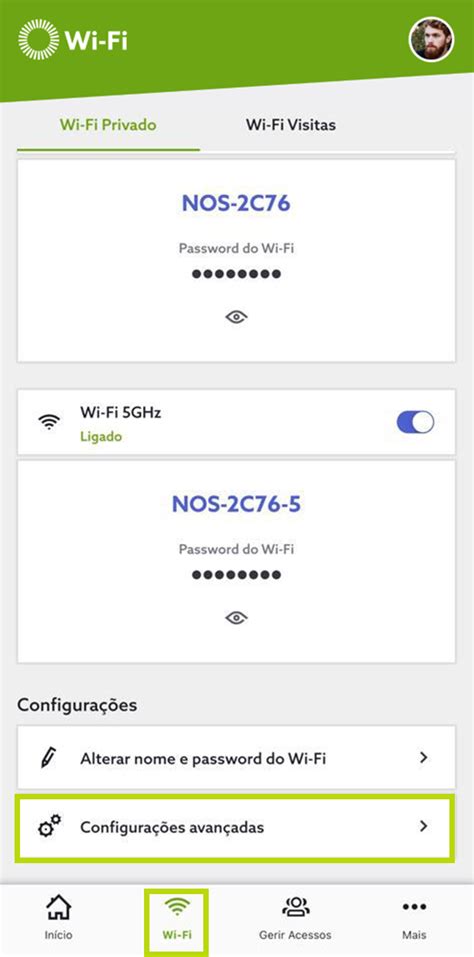 Configurações do Wi Fi