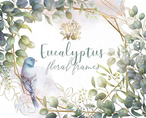 Watercolor Eucalyptus Frame Clip Art Wedding Greenery Wreath Etsy
