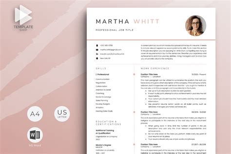 Resume Template With Photo For MS Word Graphic By Template Ship