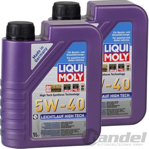 2L LIQUI MOLY MOTORÖL 3863 LEICHTLAUF HIGH TECH 5W 40 MB 229 5 VW 50200