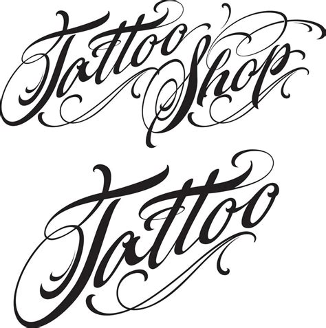 letras de la tienda de tatuajes con elementos de diseño caligráfico