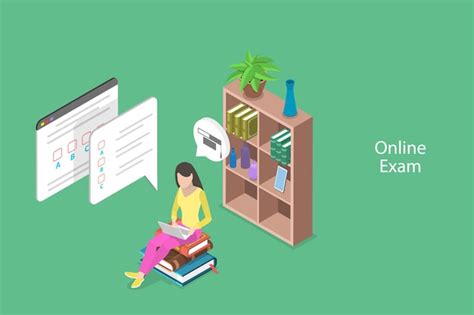 Ilustración conceptual de vector plano isométrico 3d del examen en