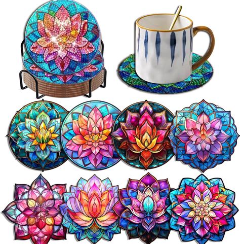 KOSHIFU 12PCS Dessous De Verre 5D DIY Diamant Peinture Sous Verres Art