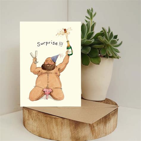 Surprise Birthday Card Sexy Chubby Man Greeting Card Male Etsy