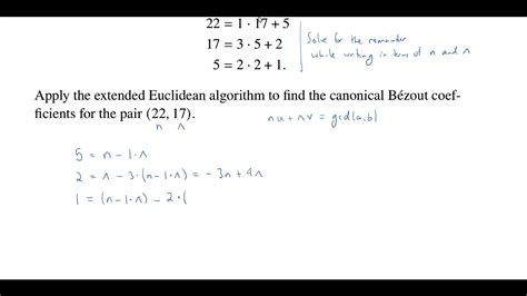 the extended euclidean algorithm youtube