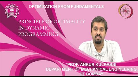 lecture 24a principle of optimality in dynamic programming youtube