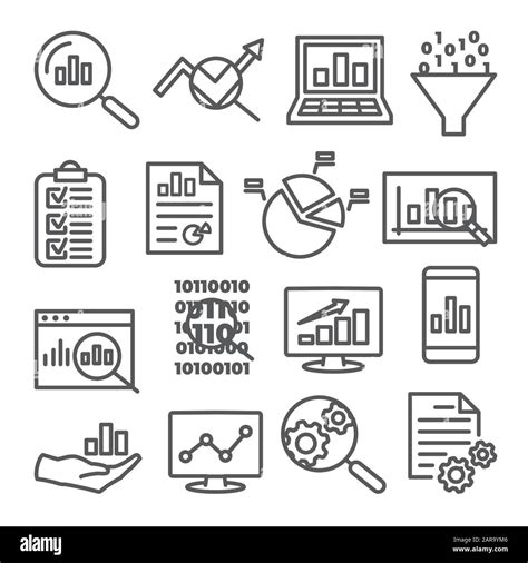 Iconos De L Nea De An Lisis De Datos Establecidos En Fondo Blanco