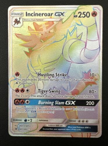 Pokémon TCG Incineroar GX Guardians Rising 147 145 Holo Secret Rare eBay
