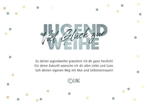 Jugendweihe Glückwunsch Karte Konfetti blau Send a Smile