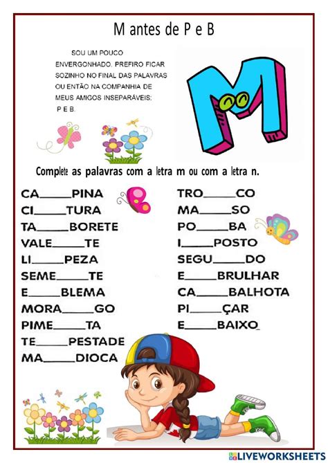 Avaliação m antes de p e b worksheet Artofit