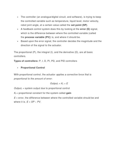 types of controllers p i d pi pd and pid controllers pdf control theory control system
