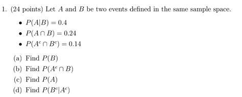 solved 1 24 points let a and b be two events defined in