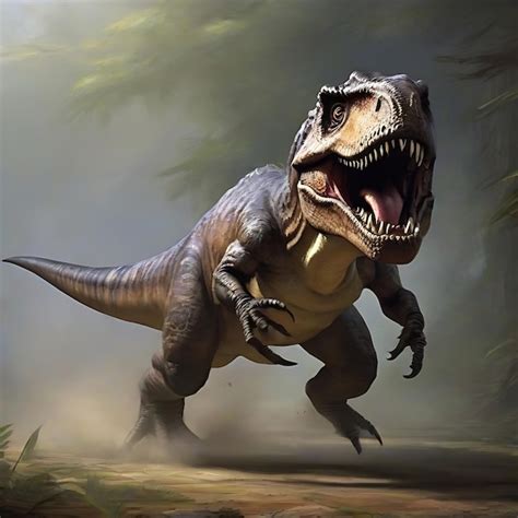 Premium AI Image Tyrannosaurus Rex Running After Prey AI