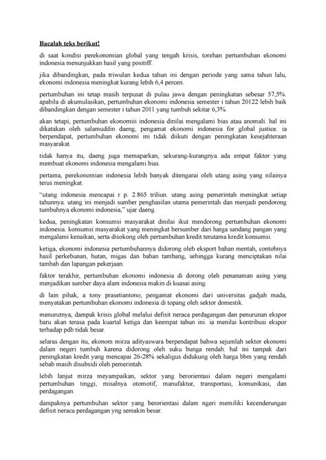 Tugas Indo Catatan Bacalah Teks Berikut Di Saat Kondisi