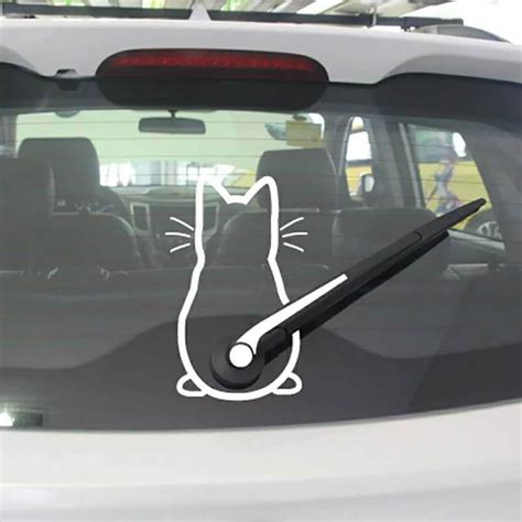 Cat Window Wiper Tail Sticker Rear Windshild Decoration Cartoon Line
