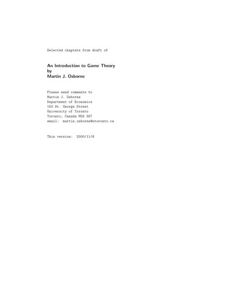 osborne an introduction to game theory draft
