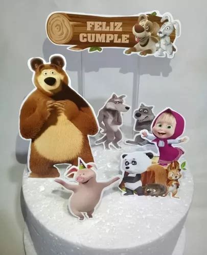 Cake Topper Adorno Para Torta Cupcake Masha Y El Oso En Venta En