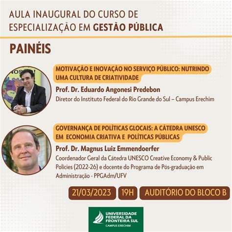 Aula Inaugural do Curso de Pós graduação Lato Sensu em Gestão Pública