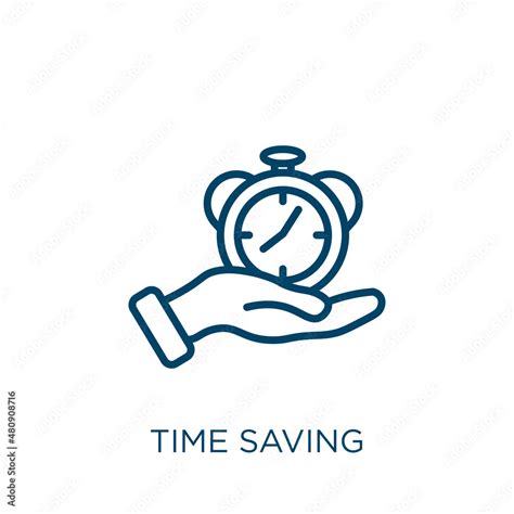 time saving icon thin linear time saving time clock outline icon isolated on white background
