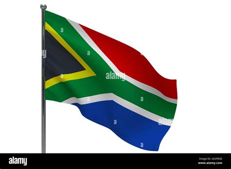 South Africa Flag On Pole Metal Flagpole National Flag Of South