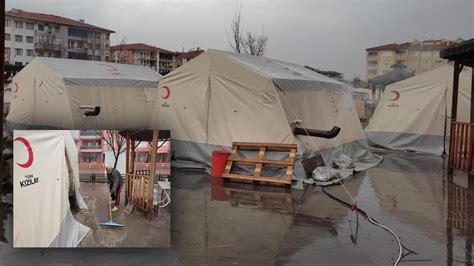 Deprem bölgesini sel vurdu Malatya da depremzedelerin kaldığı