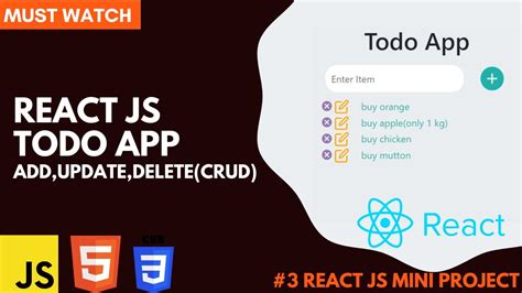 create a todo list app project in reactjs from scratch in urdu hindi react mini project 3 youtube
