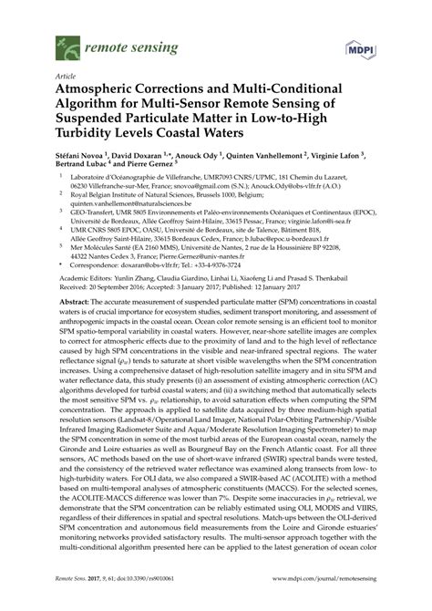 pdf atmospheric corrections and multi conditional algorithm for multi sensor remote sensing of