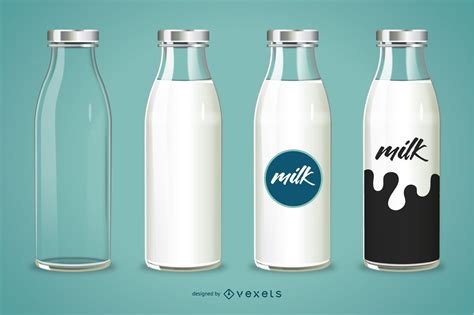 Descarga Vector De Ilustración De Botella De Leche 3D