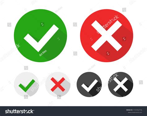 Check Mark Icons Set Tick Cross Vetor Stock Livre De Direitos