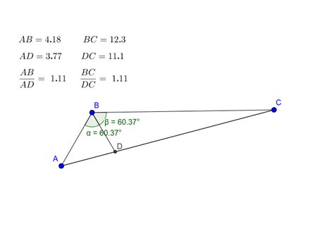 triangle angle bisector theorem geogebra