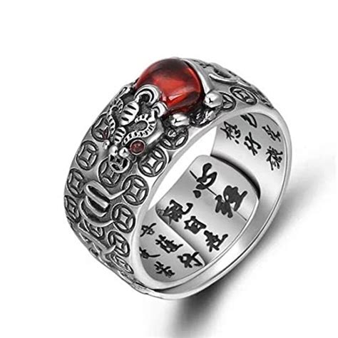 Souarts Anel de proteção de mantra Feng Shui Pixiu Mantra Riqueza