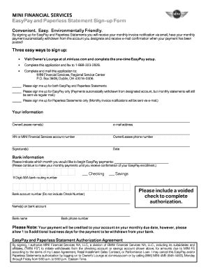 Fillable Online MINI Financial Services EasyPay And Paperless Statement