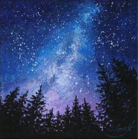 Starry Sky Painting Milky Way Art Starry Night Art Acrylic Etsy Sky