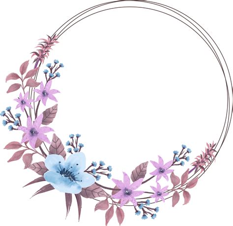 Hermosa Corona De Flores Con Flores Azules Y Moradas Y Hojas Marrones