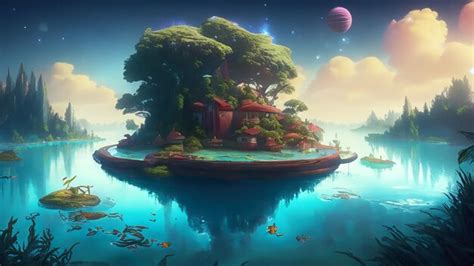 Premium Photo Fantasy Floating Island Digital Art Concept Art As