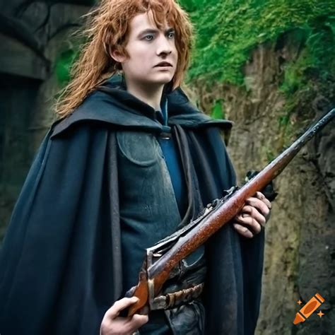 Hobbit Guy With Musket And Dark Cloak On Craiyon